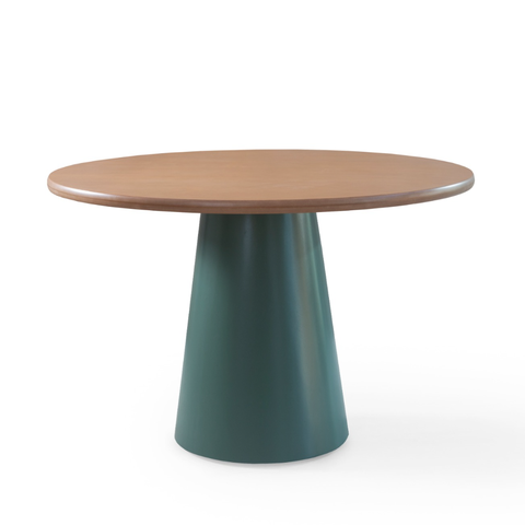 Mesa de Jantar Base Cônica em Madeira Maciça Tampo Redondo 1,40 Alya ...